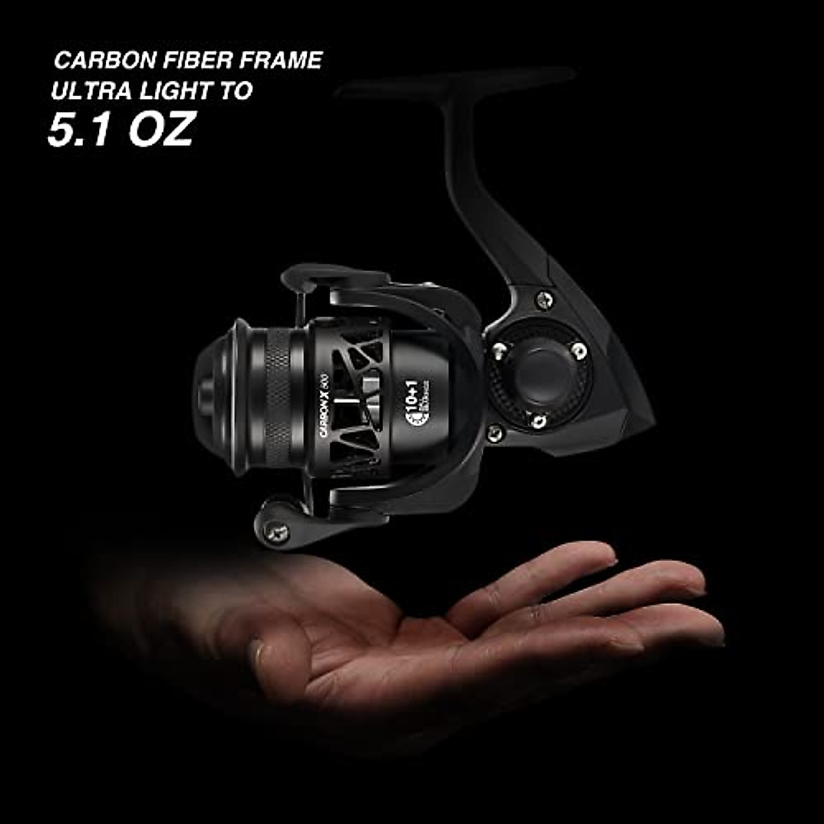 Piscifun Carbon X Spinning Reels, Carbon Frame and Rotor, Ultralight 5.1oz Spinning Fishing Reel, 5.2:1 Low Speed Gear Ratio, 10+1 Shieled BB Smooth Powerful Fishing Spinning Reel 500 Series