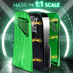 SIKEMAY PS5 Cover Plates for PlayStation 5 Console Disc Edition, PS5 Accessories Face Plates Side Shell with Cooling Fan Vents, Hard Shockproof Protective Custom Dust Skin Covers Case (Plating Green)