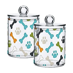 Colored Bone Claw Prints Acrylic Jars 2/4 Pack of 12 oz, for Bathroom Canister Storage Organization, Vanity Makeup Organizer
