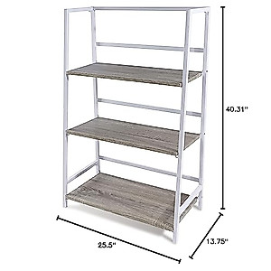 Atlantic 3 Tier Folding Shelf - Sturdy Tubular Design, Folds for Easy Storage PN3845036 in White