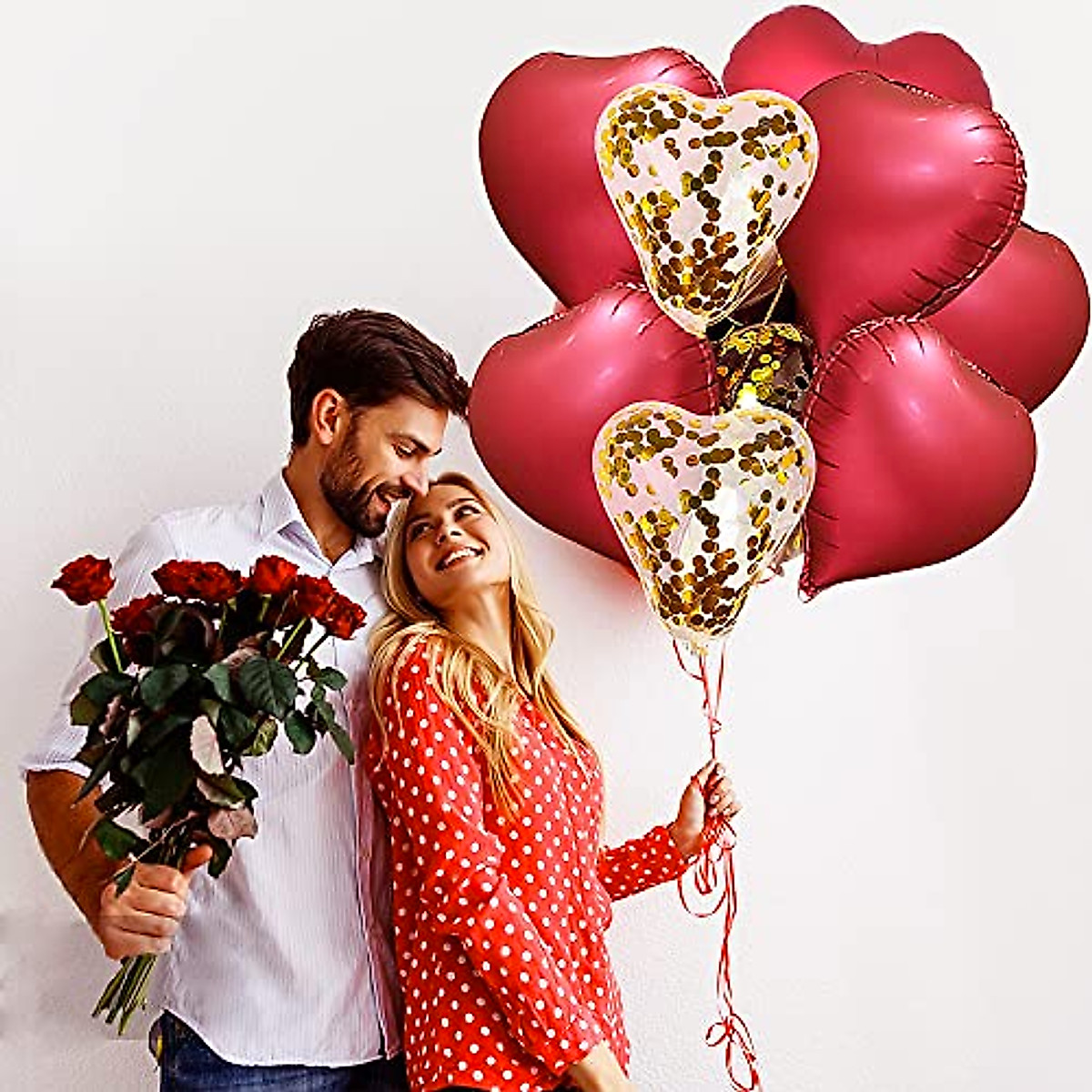 Red Heart Shaped Foil Balloons for Valentine's Day Engagement Wedding Party Decorations(18inch)