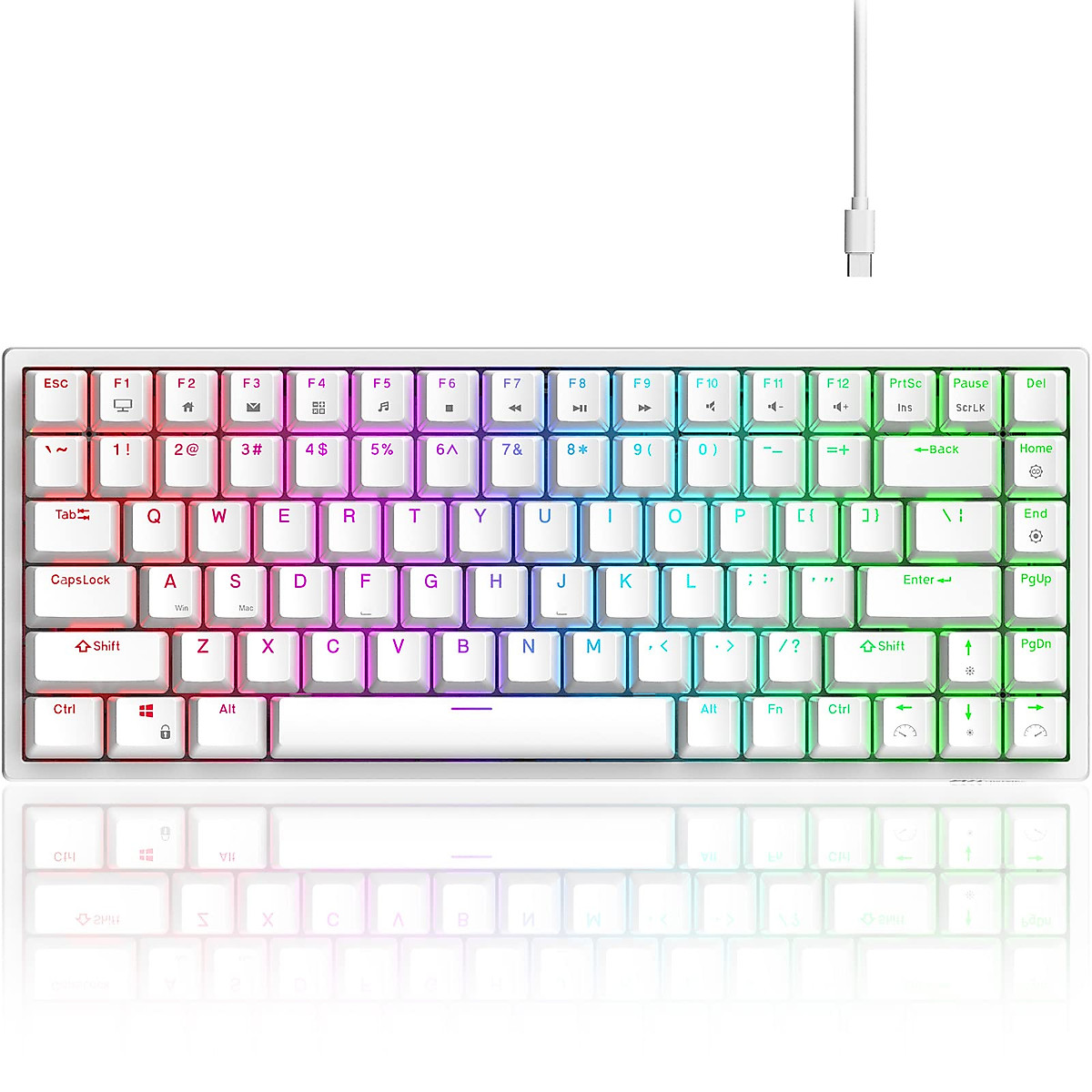 RK ROYAL KLUDGE RK84 Wired RGB 75% Hot Swappable Mechanical Keyboard, 84 Keys Tenkeyless TKL Gaming Keyboard w/Programmable Software and High-Capacity Battery, RK Red Switch