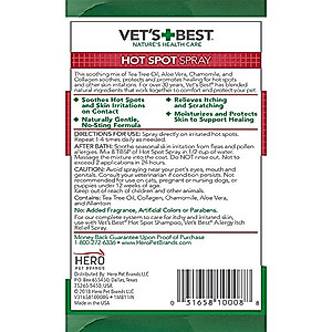 Vet’s Best Dog Hot Spot Itch Relief Spray | Relieves Dry Skin, Rash, Scratching, Licking, Itchy Skin, and Hot Spots | No-Sting and Alcohol Free | 16 Ounces