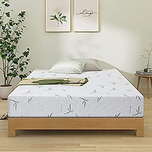 Vyfipt 10 Inch Medium Firm Green Tea Memory Foam Mattress,Cooling Gel Foam, Pressure Relieving, CertiPUR-US Certified, Bed-in-a-Box, White, Full