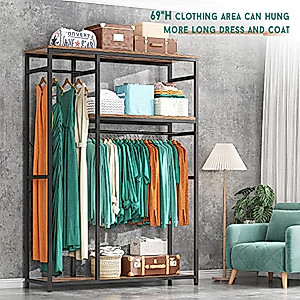 REIBII Free Standing Closet Organizer Heavy Duty, Wardrobe Clothes Organizer, Freestanding Closet Organizer System, Metal Closet Rack Holds 300lbs, Easy Assembly, Clothes Rack, 71"H x 39.5" W x 16" D