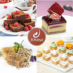 JOERSH Silicone Square Molds 4 Pack 6-Cavity All Edges Brownie Pan Non-Stick Silicone Baking Pans for Brownie Bites, Square Cupcake, Mini Muffin Cakes