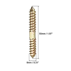 uxcell 8x50mm Hanger Bolts, 24pcs Double Ended Self-Tapping Thread Wood to Wood Dowel Screws for Wood Connecting