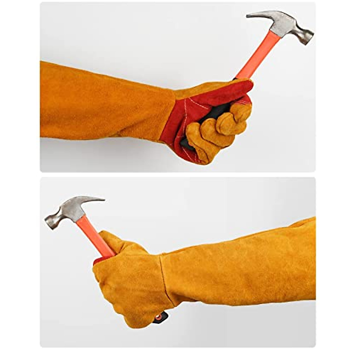 23.6 Inch Long Sleeves Leather Welding Gloves Leather welding gloves, heat-resistant and wear-resistant welding gloves and hand protectors, fire-resistant boot protectors,tools and gifts for men dad