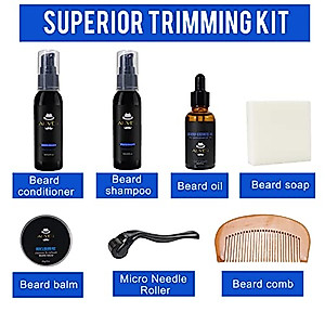 Beard Kit - Beard Growth Kit, Beard Grooming Kit with Beard Roller, Beard Growth Oil, Beard Serum, Balm, Comb, Beard Gifts Set for Men, Perfect Christmas Gifts for Dad/Boyfriend