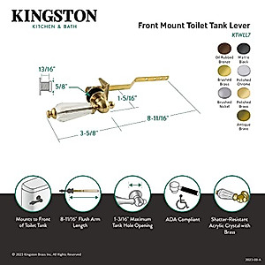 Kingston Brass KTWLL2 Wilshire Toilet Tank Lever, Polished Brass 12.31 x 3.63 x 2.44