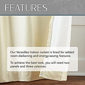Elrene Home Fashions Versailles Faux-Silk Room-Darkening Curtain Panel, Blackout Curtain with Rod Pocket, 52 Inches by 84 Inches, Ivory, 1 Panel
