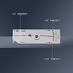 WeldingStop V-WAC Undercut Gauge Biting Edge Welding Guage for Welder Inspection Single Weld Gauge Measure Inspection Tools Porosity Size/amount Inspection Tools Inch Stainless Steel