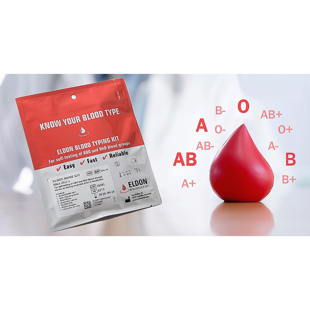 Eldoncard Blood Typing Kit, 3 Test Pack, Know Your Blood Type, Accurate Instant Home Testing, Determine A, O, B, Rhs-D Negative & Positive Groups