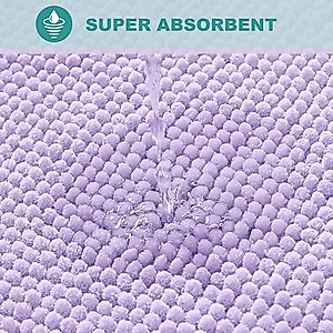 LoomyLife Memory Foam Bathroom Rug 2PCS 17"×24",Thick Soft Absorbent Chenille, Rubber Backing Quick Dry Microfiber Mats, Water Absorbent Rain Showers and Under The Sink(Pond Lily)