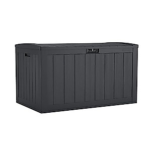 Suncast 134 Gallon Deck Box, Outdoor Storage for Tools, Gardening Equipment, Sports Gear, and More, Cyberspace