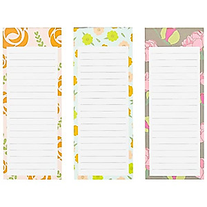 Juvale Floral Magnetic Fridge Notepad with 60 Lined Sheets, 6 Pack Featuring 6 Unique Designs, 9 x 23 cm