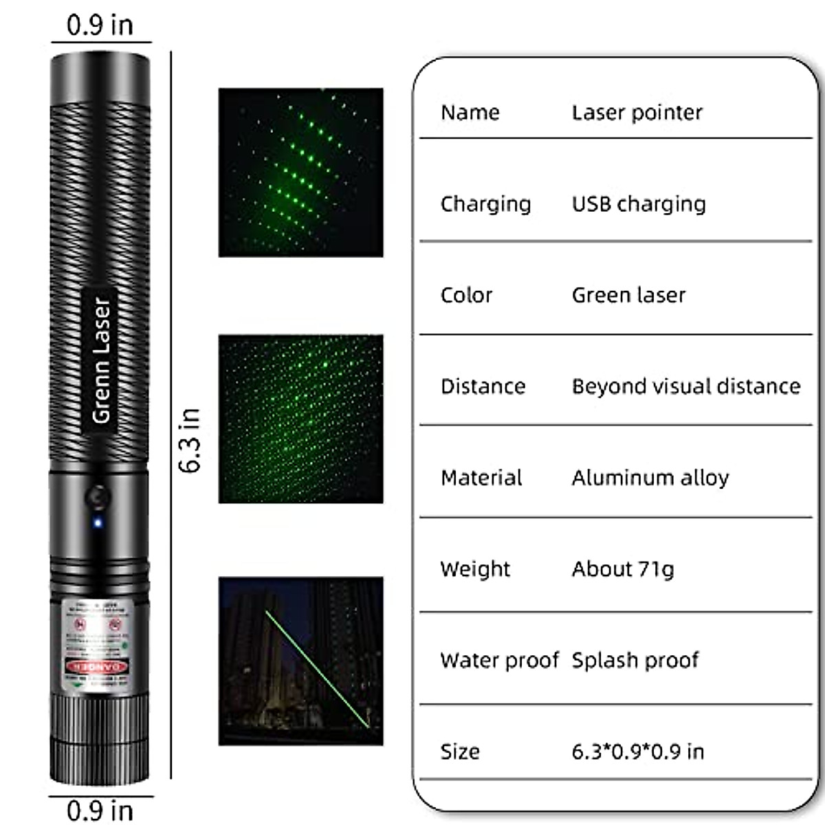 Long Range Green Laser Pointer High Power 10000 Feet, Rechargeable Green Laser Pointer High Power for Presentations Astronomy