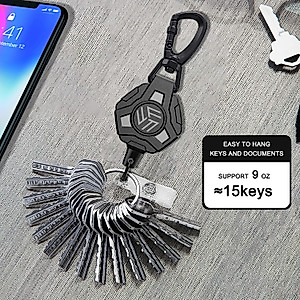 Retractable Keychain Badge Holder with Lanyard,Heavy Duty Badge Reel Retractable Carabiner Keychain,Tactical ID badge Card Holders Retractable with 31.5” Stainless Steel Retractable Cord