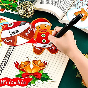 60 Pieces Christmas Mini Cut-Outs Assorted Holiday Cut-Outs 12 Designs Santa Claus Stocking Xmas Tree Snowflake Bells Classroom Winter Decoration for Kids Bulletin Border School Office Party Favor
