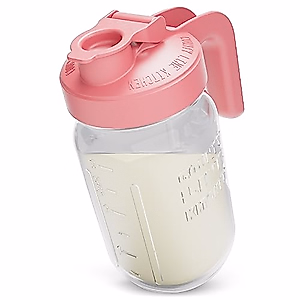 County Line Kitchen Breast Milk Pitcher for Fridge - Wide Mouth, 1 Quart (32 oz) Mason Jar - Heavy Duty Breastmilk Storage Container, Leak Proof, Sturdy - Baby Formula Mixer Pitchers