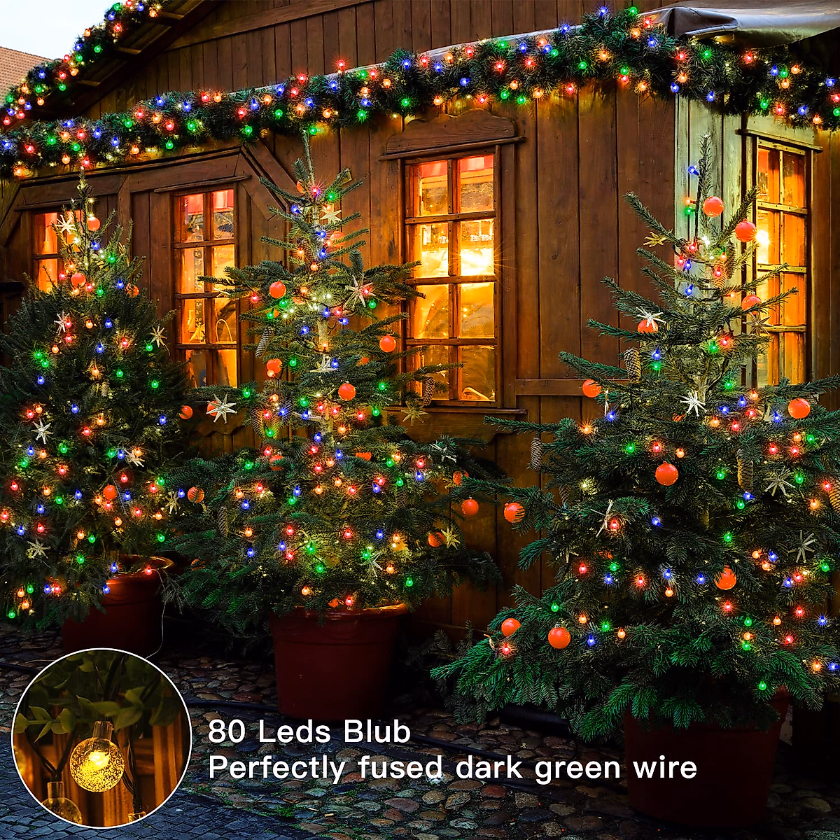 Ollimy Globe String Lights USB Powered, 40FT 80LED Waterproof Christmas Lights with Remote, Warm White+Multicolor Fairy Lights for Indoor Outdoor Christmas Home Party Patio Garden Wedding