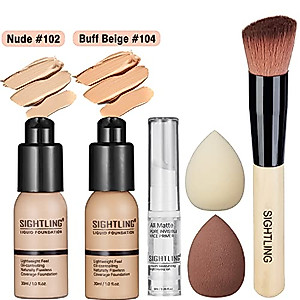 All in One Makeup Kit, Includes 12 Colors Eyeshadow Palette, SIGHTLING Foundation & Face Primer, Makeup Brush, Makeup Sponge, Eyebrow Soap, Winged Eyeliner Stamp, Gift Set for Women, Girls & Teens