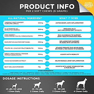 Googipet Hip and Joint Supplement for Dogs - Glucosamine for Dogs – Soft Chews w/Green Lipped Mussels for Dogs, Turmeric for Dog Arthritis & Mobility for All Ages & Breeds