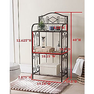 Kings Brand Pewter Metal 3 Tier Shelf Free Standing Towel Rack Stand Organizer