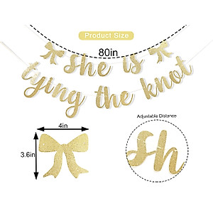 She is Tying The Knot Banner - Bridal Shower Banner Wedding Banner, Engagement Wedding Decorations, Wedding Theme Party Decoration Gold Glitter, Bridal Shower Photo Props