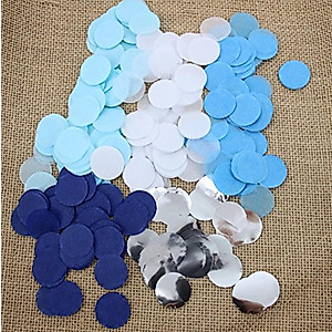Mybbshower Tissue Paper Wedding Confetti in Blue White Silver for Boys Birthday Party Bridal Baby Shower Table Decor 25 mm Pack of 5000
