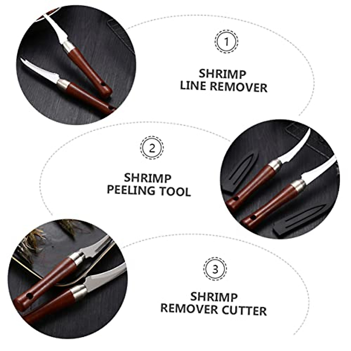 UPKOCH 2pcs Shrimp Peeling Knife Stainless Steel Cleaner Shrimp Deveiner Tool Oyster Knife Shrimp Master Tool Shrimp Line Peelers Shrimp Peeling Tool Shrimp Peeler Log Wooden Handle Suite
