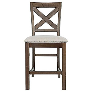 Signature Design by Ashley Moriville Rustic Farmhouse 24.5" Upholstered Barstool, 2 Count, Beige & Brown