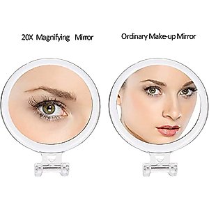20X Magnifying Mirror, 6 Inch, Two Sided Hand Mirror, 20X/1X Magnification, Folding Makeup Mirror with Handheld/Stand, Use for Makeup Application, Tweezing, and Blackhead/Blemish Removal.