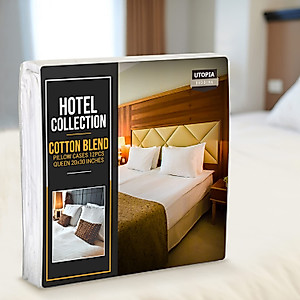 Utopia Bedding Cotton Blend Pillowcases Queen Size - 12 Pack - T-180 Bulk Pillowcase Set- Perfect for Home, Hospital & Hotel Quality Pillow Covers 20 X 30 (Queen, White)