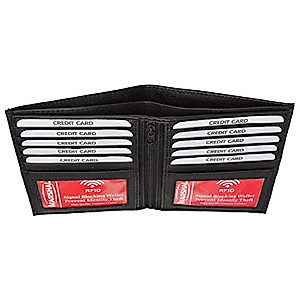 Marshal RFID Men's Genuine Leather European Bifold Wallet Slim Hipster 2 Windows Bk