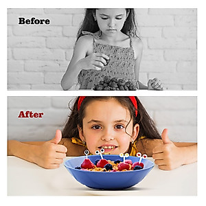 RAYNAG 40-Piece Kids Bento Box Food Picks Mini Cute Cartoon Plastic Fruit Toothpicks, Adorable Eye-style Lunchboxes Picks