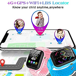 DDIOYIUR Smart Watch for Kids, 4G Kids Phone Smartwatch with GPS Tracker, WiFi, SMS, Call,Voice & Video Chat,Bluetooth,Audio Recording,Alarm,Pedometer, Wrist Watch for 4-16 Boys Girls Birthday Gifts.
