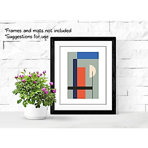 Mid Century Contemporary Wall Art - Modern Abstract Prints - (Set of 6) – 8x10 - Unframed - Minimalism Décor