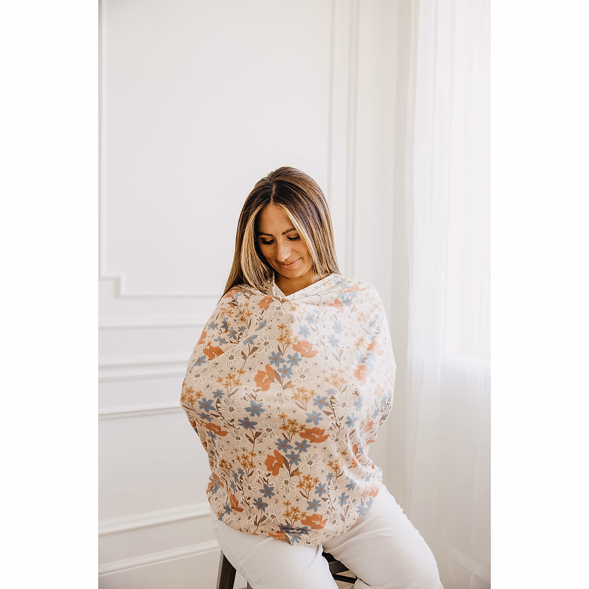 Copper Pearl Multi-Use Cover: Car Seat Covers, Nursing Cover, and Stroller Cover for Sun - Stretchy Fabric, All-Season Use, Stylish Designs, Easy Access for Moms - Eden