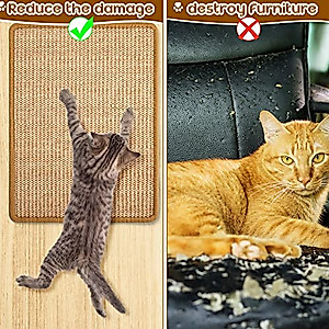 4 Pcs Cat Scratch Mat Sisal Cat Scratching Pad Mat for Cats Scratching Pad Rug for Cat Grinding Claws and Carpets Sofa Couch Furniture Door Protector, Light Brown, 15.7 x 12 Inch