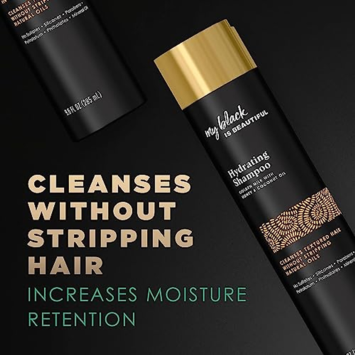 My Black is Beautiful Hydrating Shampoo, Sulfate Free, for Curly and Coily Hair with Coconut Oil, Honey and Turmeric, 9.6 Fl Oz