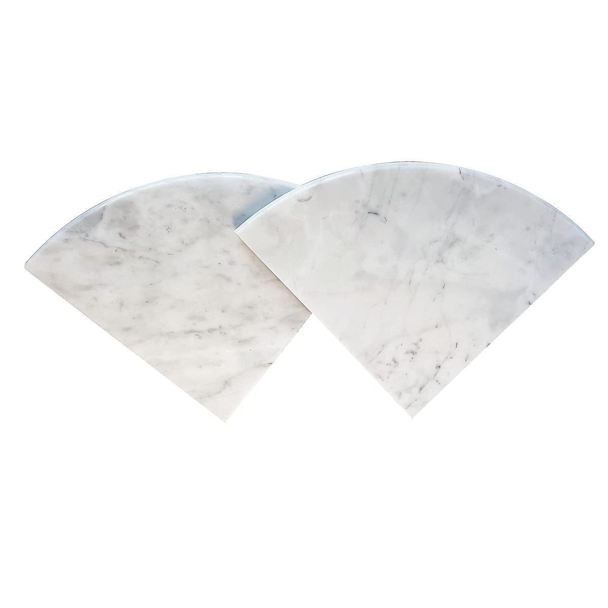 GEOONA 2 pcs Marble Shower Corner Shelf for Bathroom, 9'' Natural Marble Corner Shelves for Bath Wall Mounted Both Side Polished (2, Carrara White)