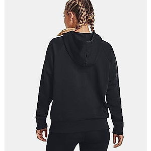Under Armour Women's Standard Rival Fleece Graphic Hoodie, (001) Black / / White, X-Large