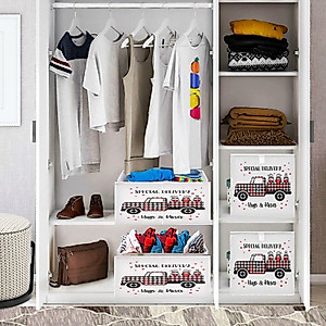 Yasala Storage Cube with Handle Plaid Valentine Gnomes Foldable Closet Baskets Toy Storage Bins Shelf Baskets Containers Open Laundry Baskets Nursery Baskets
