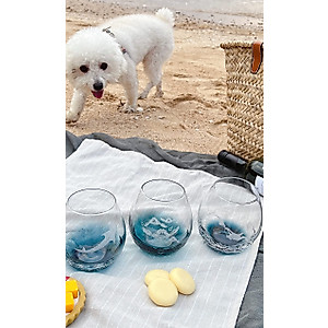 Valentines Day Gifts from Daughter, Whale Shark Handmade Engraved Crackle Stemless Wine Glass 18 Ounces Hawaiian Gifts for Women