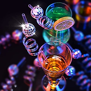 10 Pcs Mirror Disco Ball Straws Disco Party Decorations 70s Disco Decorative Straws Bachelorette Straws Mini Disco Straw Decor for 70s Disco Party Dance Holiday Wedding Birthday Supplies (Colorful)