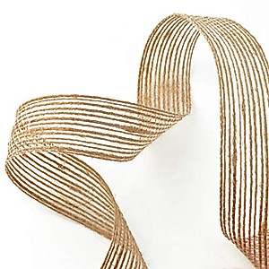 6 Roll Natural Burlap Fabric Burlap Ribbons Roll, Natural Burlap Wedding Ribbon Decorative Burlap Fabric for Wedding DIY Crafts Burlap Bows Gift Wrapping Home Decor, 0.8inch 32.8Ft Each Roll