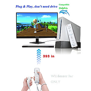USB Wired Wii Sensor Bar, Replacement Infrared Ray Motion Sensor Bar for Nintendo Wii/ Wii U/ PC -Black & Silver