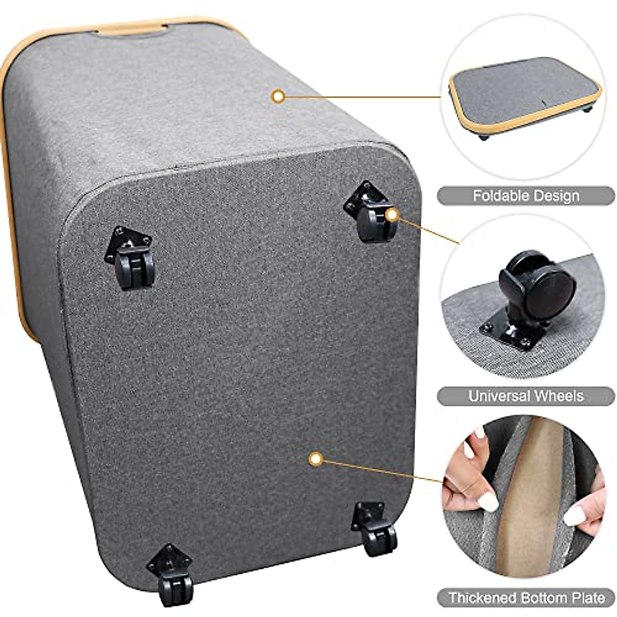 Laundry Hamper with Lid - 72L Rolling Laundry Basket with Wheels, Waterproof Clothes Hamper Storage Basket with Laundry Bag Portable for Toys Clothes Organizer