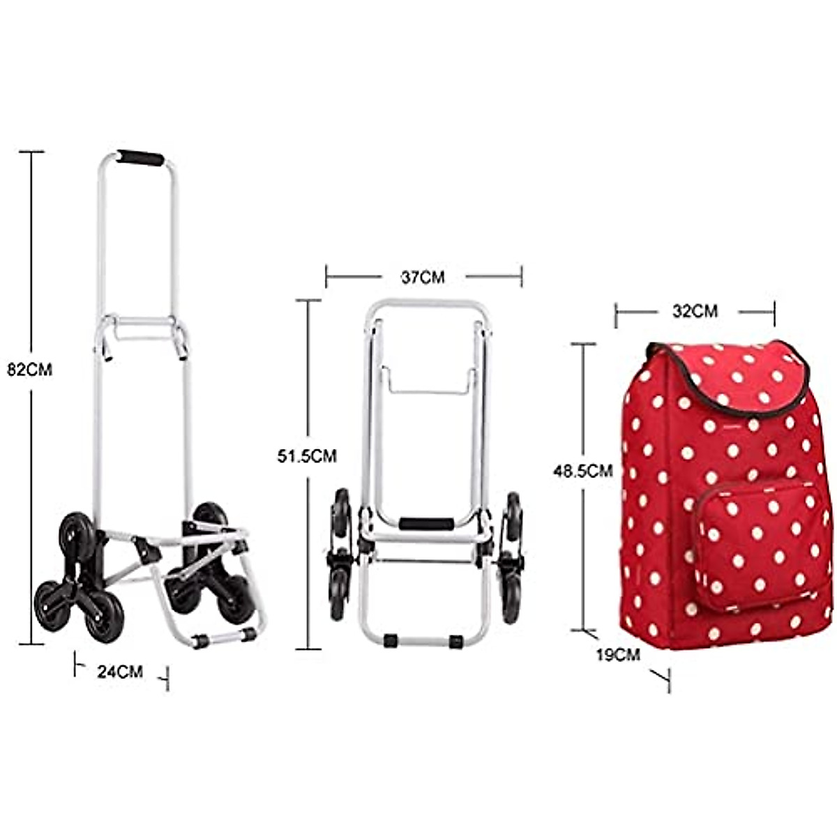 Shopping Trolley on Wheels Multi Function Shopping Cart Foldable Trolley On Wheels Lightweight Stair Climbing Cart with Large Capacity Waterproof Grocery Stair Climbing Foldable Cart Storage Hand T